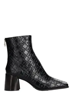 MARINE SERRE Embossed Square-toe Ankle Boots - Black
