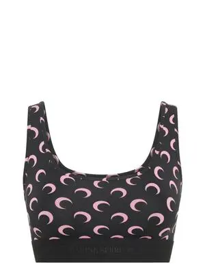 MARINE SERRE Moon-print Sports Bra - Black