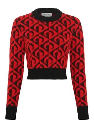 MARINE SERRE Marine Serre Geometric Print Crew Neck Sweater Red