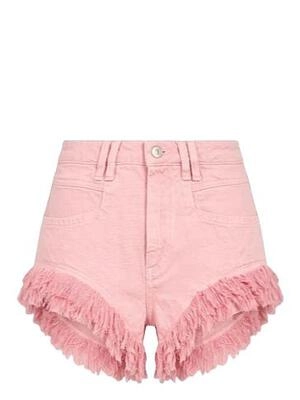 Isabel Marant Étoile Denim Hotpants With Fringed Hem - Pink