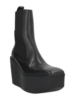 Rick Owens Minimalist Leather Wedge Boots - Black