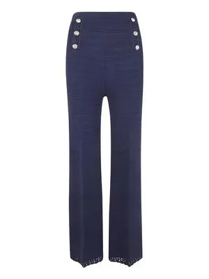 TWINSET Crochet Detailed Knitted Pants - Blue