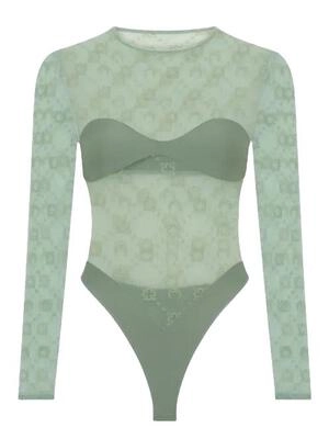 MARINE SERRE Moonogram Long-sleeve Bodysuit - Gray