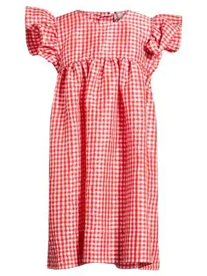 GANNI Ganni Checked Cap Sleeve Crewneck Dress