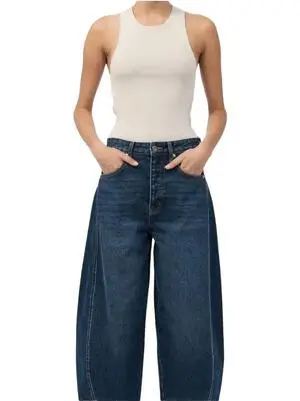 ST. AGNI ST. AGNI Ribbed Racer-Back Tank Top Blue