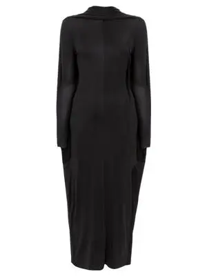 Jacquemus Long-sleeved Draped Panel Midi Dress - Black