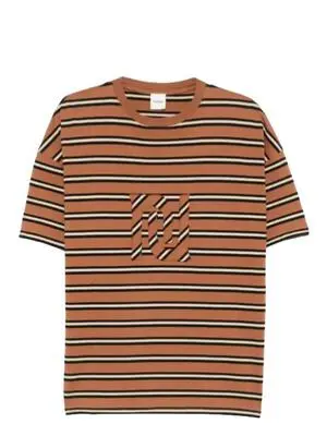 Nanushka Wren Striped T-shirt With Monogram Patch - Brown