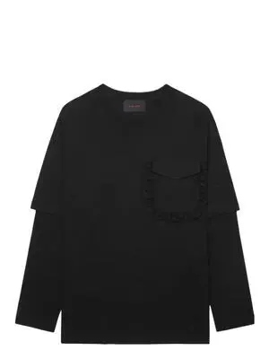 Simone Rocha Ruffle-pocket Layered T-shirt - Black