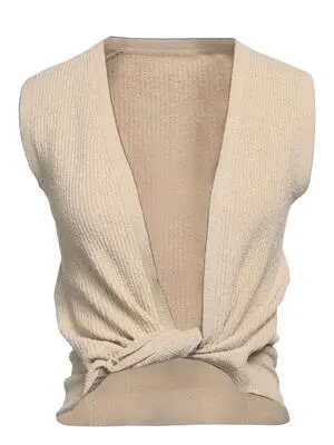 Jacquemus Jacquemus Two-Tone Knit Sleeveless Top With Deep V-Neck Beige