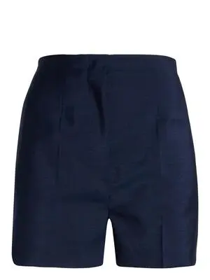 Sportmax Plain Colour Cool Wool Shorts With Crystal Embellishments - Blue