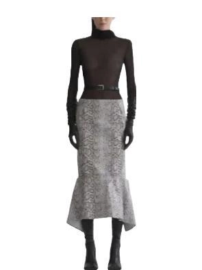 MUGLER Mugler High Neck Long Sleeve Top Gray