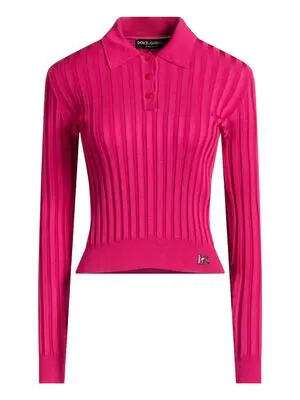 DOLCE & GABBANA Dolce & Gabbana Ribbed Knit Lapel Collar Long Sleeve Top