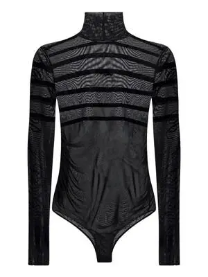 JEAN PAUL GAULTIER Long Sleeve High Neck Bodysuit - Black