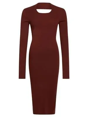 Rick Owens Ribbed Knit Midi Dress With Open Back - Brown