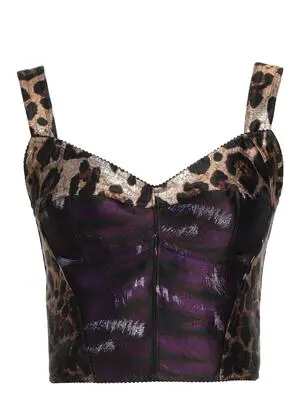 DOLCE & GABBANA Dolce & Gabbana Leopard-Print Metallic Jacquard Corset Top