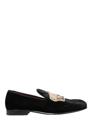 Dolce & Gabbana Embellished Velvet Loafers - Black
