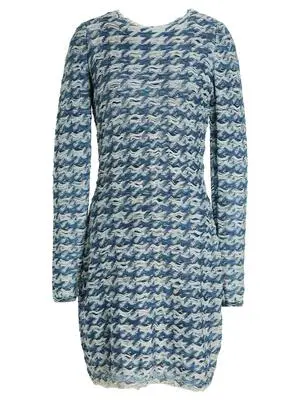 DIESEL® Two-tone Jersey Bodycon Dress With Crewneck And Zip Fastening - Blue