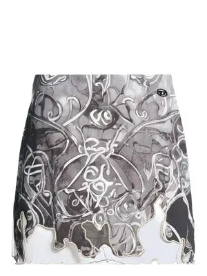 DIESEL® Diesel Flared Mini Skirt With Tulle Overlay Grey