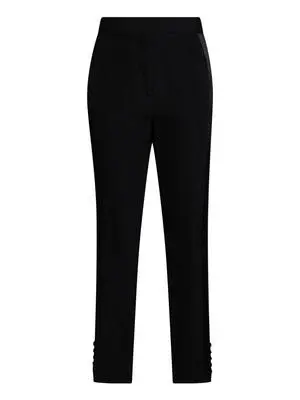 Burberry Tapered Flannel Trousers With Satin Trim - Black