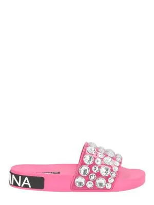 Dolce & Gabbana Embellished Pool Slides - Pink