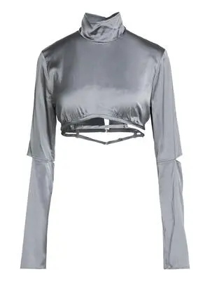 Jacquemus Solid Satin Cropped Top - Grey
