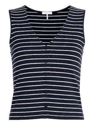 Rag & Bone Striped V-neck Sleeveless Knit Top - Blue