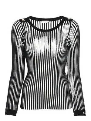 Liu Jo Liu Jo Striped Button Detail Long Sleeve Top Black