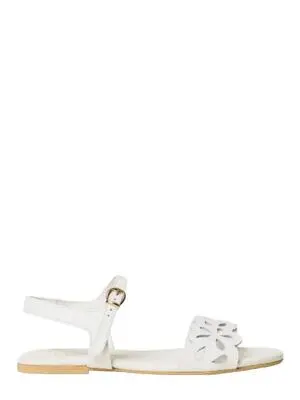 TWINSET Floral Detail Leather Sandals - White