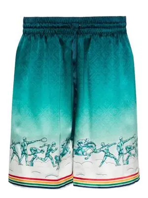 Casablanca Printed Silk Shorts - Green