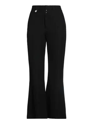 MAISON MARGIELA Solid Wool Flared Trousers - Black