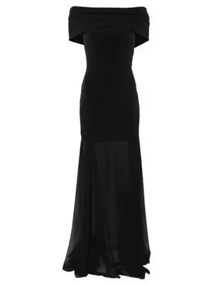 ANIYE BY Off-the-shoulder Sheer-panel Maxi Dress - Black