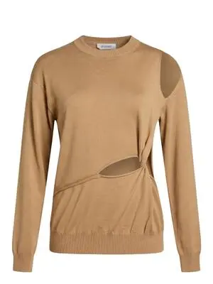 Sportmax Sportmax Wool Knitwear With Rhinestone Embellishments Sand-colored