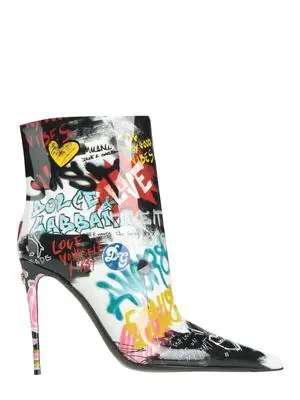 DOLCE & GABBANA Dolce & Gabbana Printed Pointed Toe Zip Up Ankle Boots