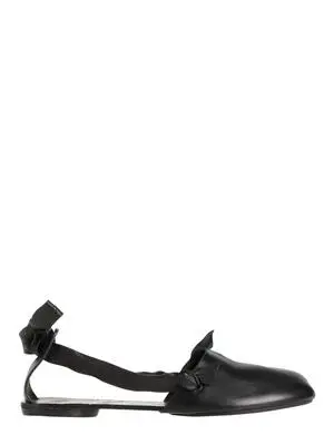 MAISON MARGIELA Leather Ballerina Flats With Bow Detailing - Black
