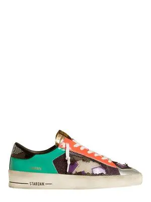 GOLDEN GOOSE Stardan Sneakers In Patent Leather And Mesh - Nude
