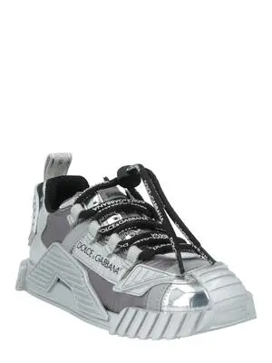 Dolce & Gabbana Metal Leather Low-top Sneakers - Silver