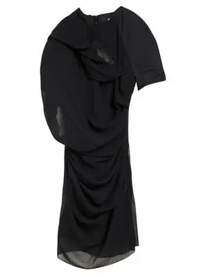 Jacquemus Georgette Sleeveless Draped Neckline Sheath Dress - Black