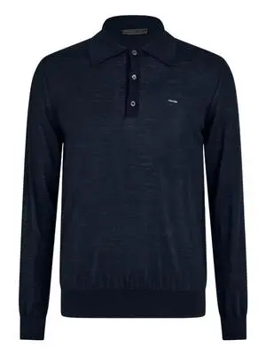 Prada Logo Ls Polo Sn53 - Black