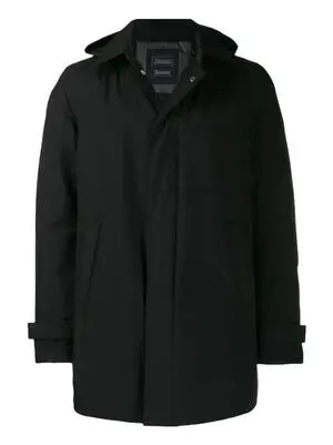 Herno Hooded Overcoat With Detachable Hood - Black