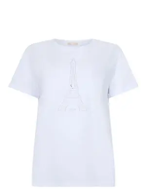 Liu Jo Crew Neck T-shirt With Openwork Embroidery - Paris