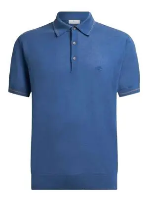 Etro Cotton Polo Shirt With Pegaso - Blue
