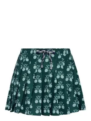 The Upside Racquet-patterned Pleated Mini Skirt - Green