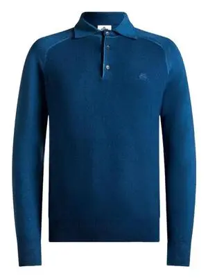 Etro Wool Polo With Pegaso Logo - Blue