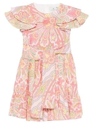 Etro Paisley Print Ruffled Dress - Pink