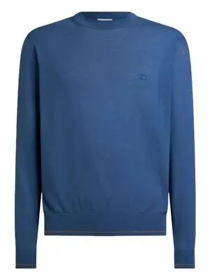 Etro Cotton Jacquard Crew-neck Sweater - Blue