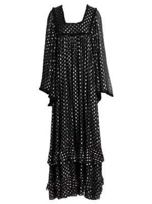 Chloé Chiffon Polka-dot Metallic Flared Dress - Black