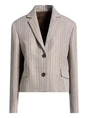 Brunello Cucinelli Single-breasted Striped Tweed Blazer - No