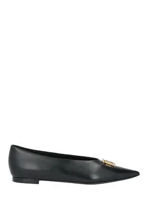 BURBERRY Burberry Leather Ballerina Flats With Gold Tone Emblem