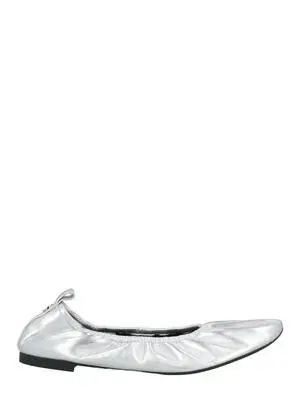 Tory Burch Metallic Leather Ballet Flats - Silver
