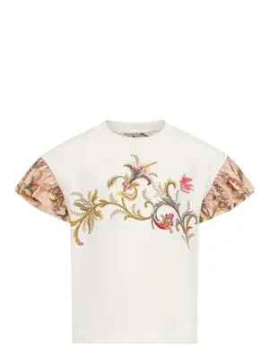 Etro Cotton Jersey T-shirt With Placed Floral Print - White